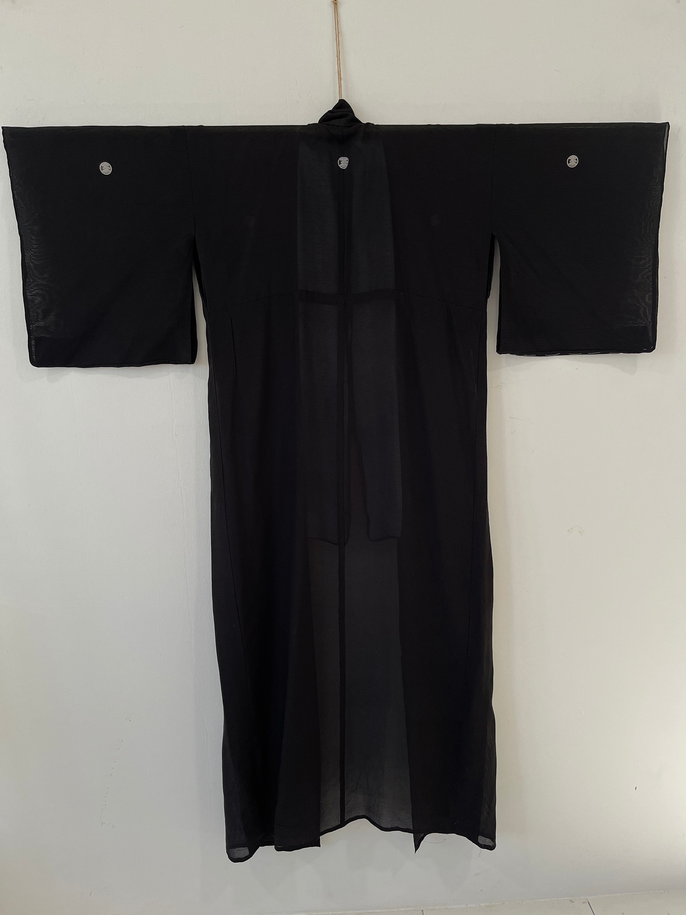 Japanese Silk Kimono Yukata black moon Motif Japan Traditional | Etsy