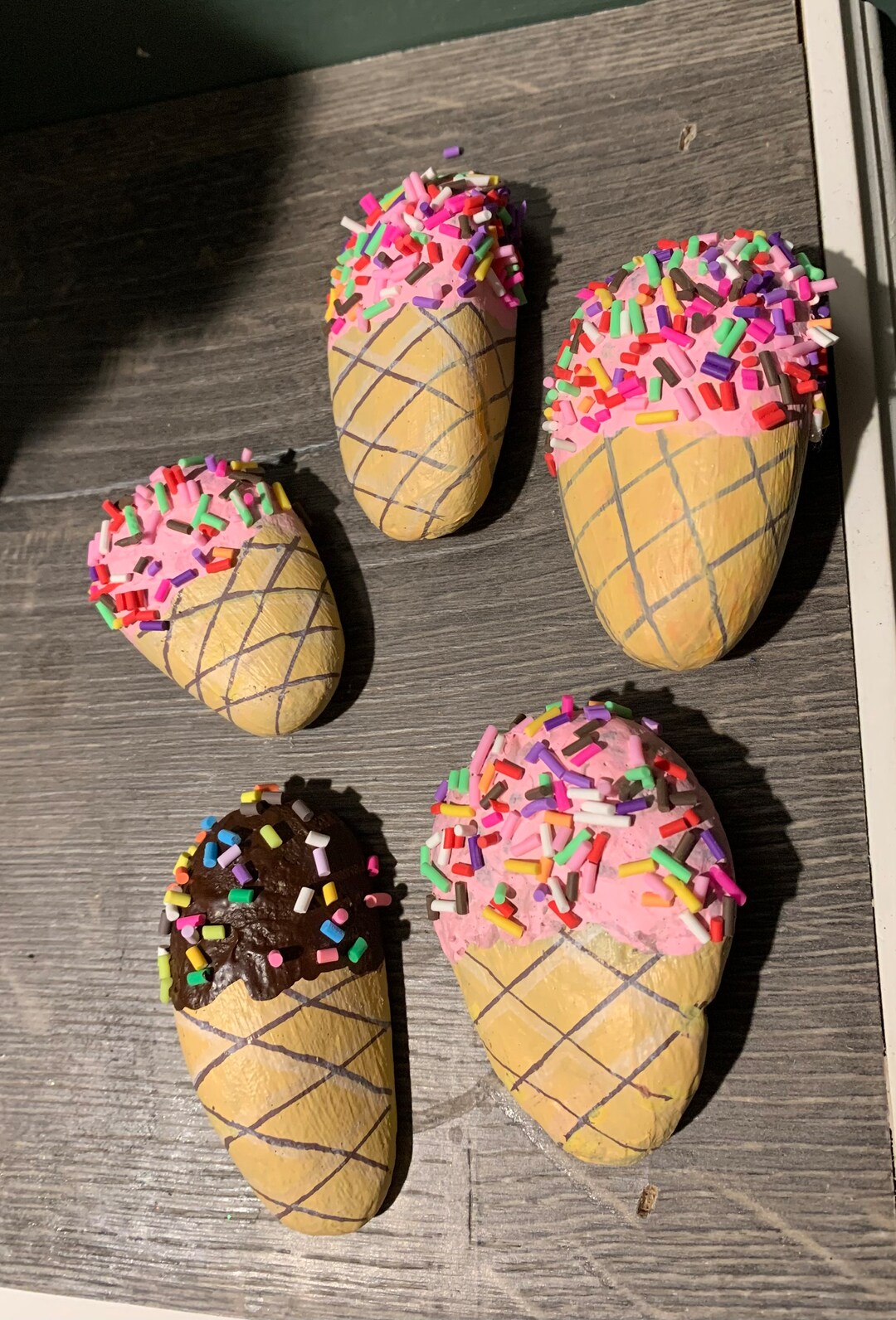 Ice Cream Cone Rock Painting - Etsy