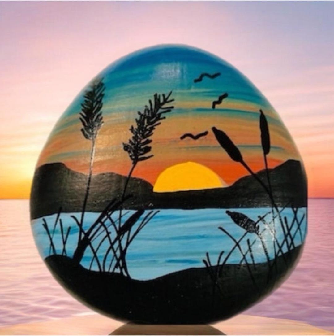 Sunset Rock Painting - Etsy