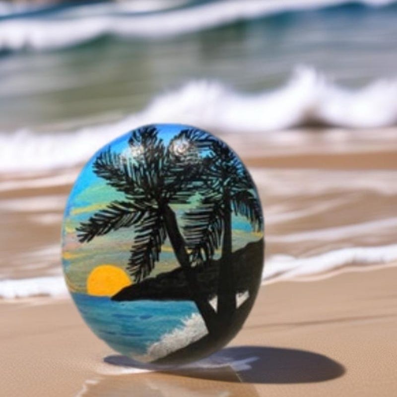 Painted Beach Rock - Etsy
