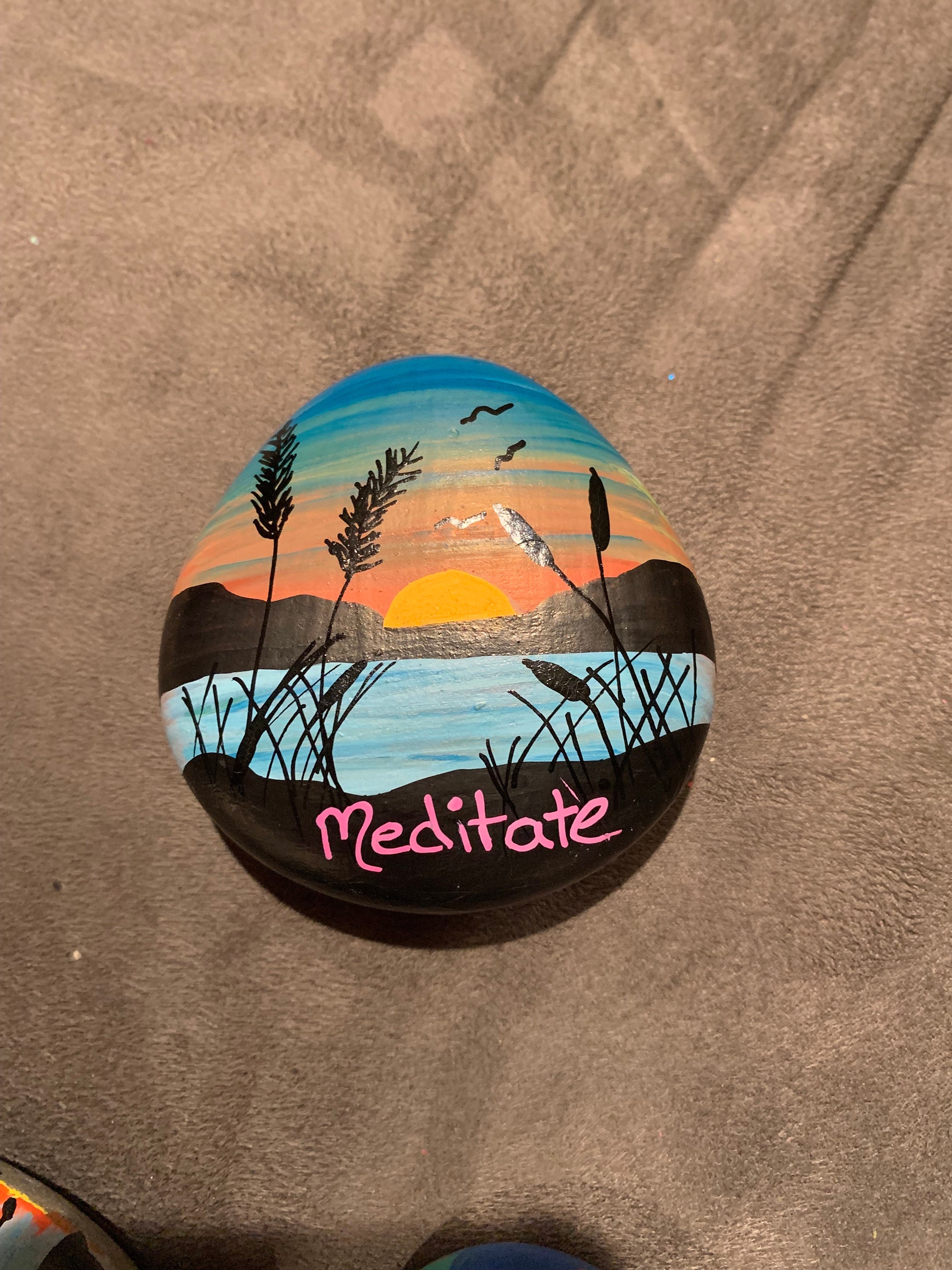 Sunset Rock Painting - Etsy