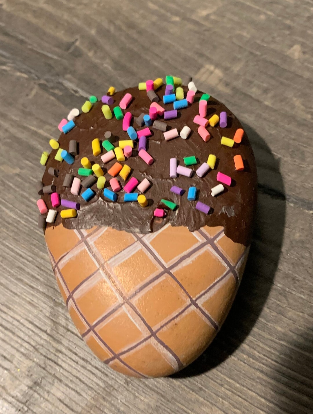 Large Ice Cream Cone Rock Painting - Etsy