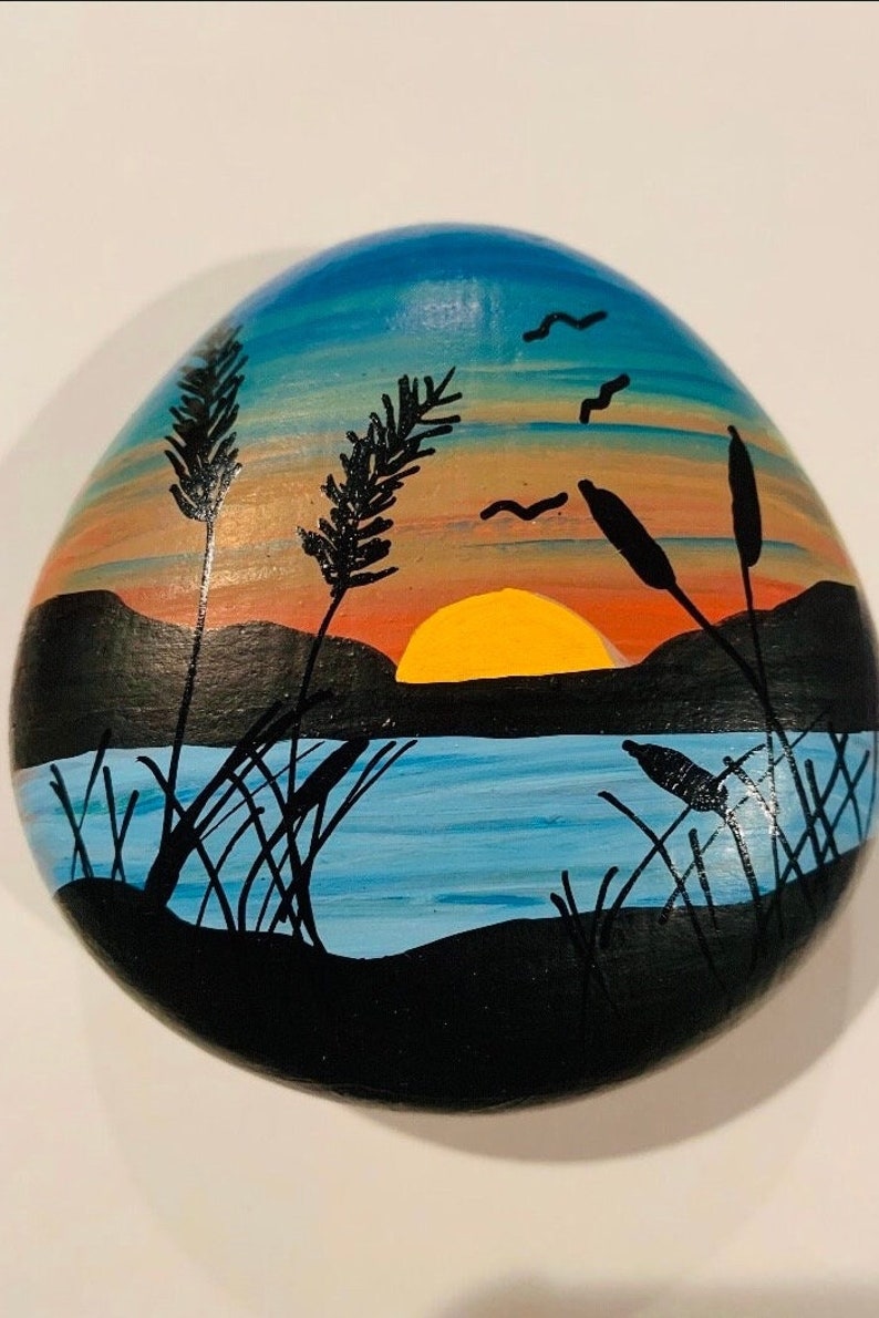 Sunset Rock Painting - Etsy