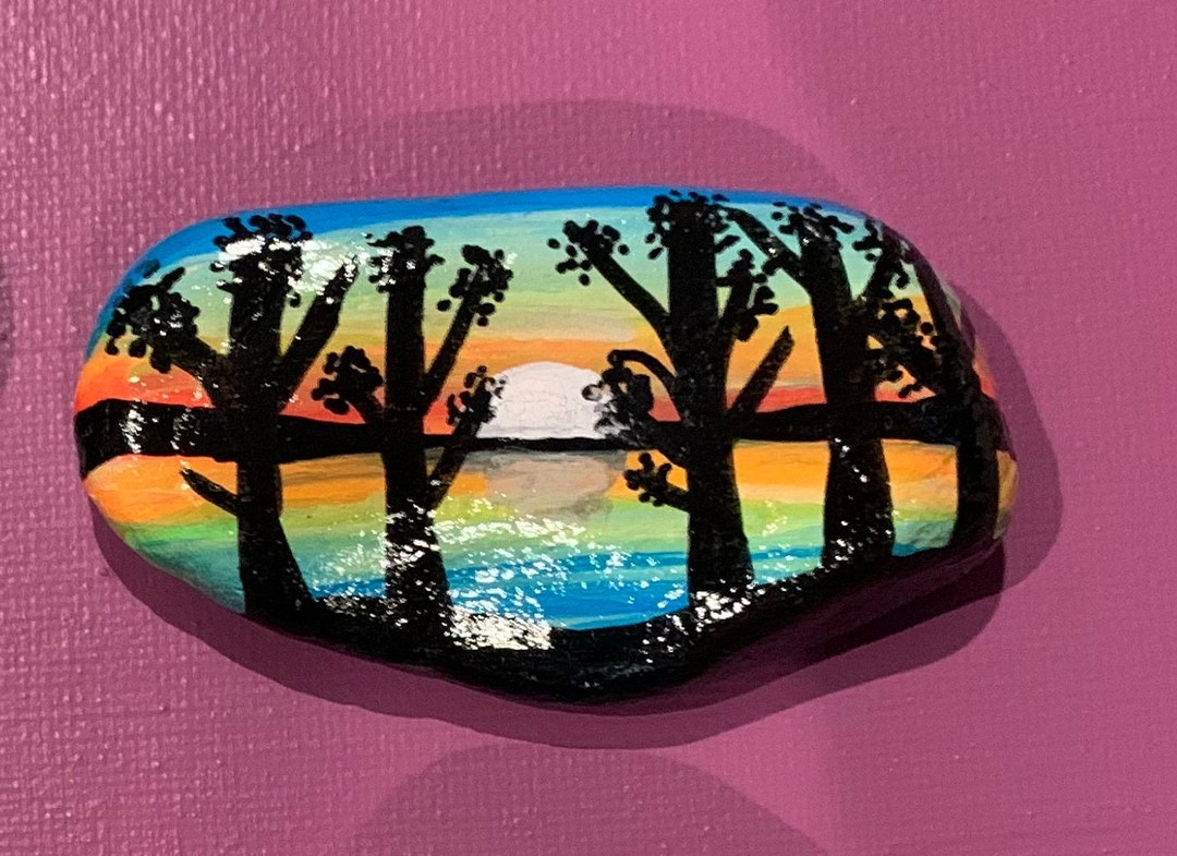 Larger Tree Rock Painting - Etsy