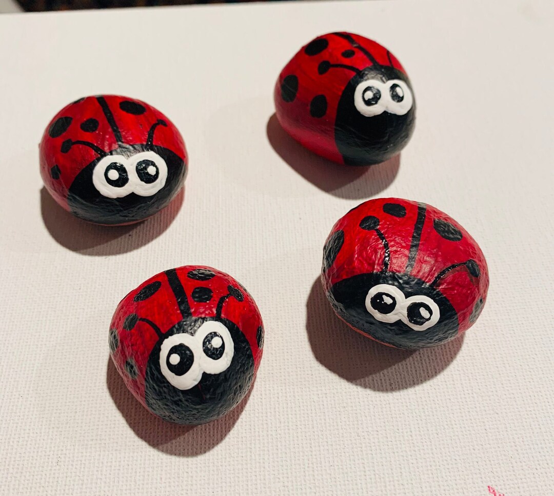 Ladybug Rock Painting - Etsy