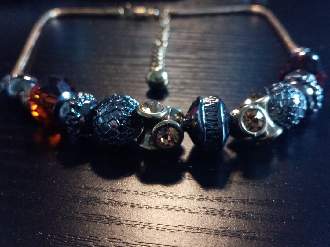 Utterly Beautiful Vintage Pandora Style Necklace. Gold, Silver & Glass ...