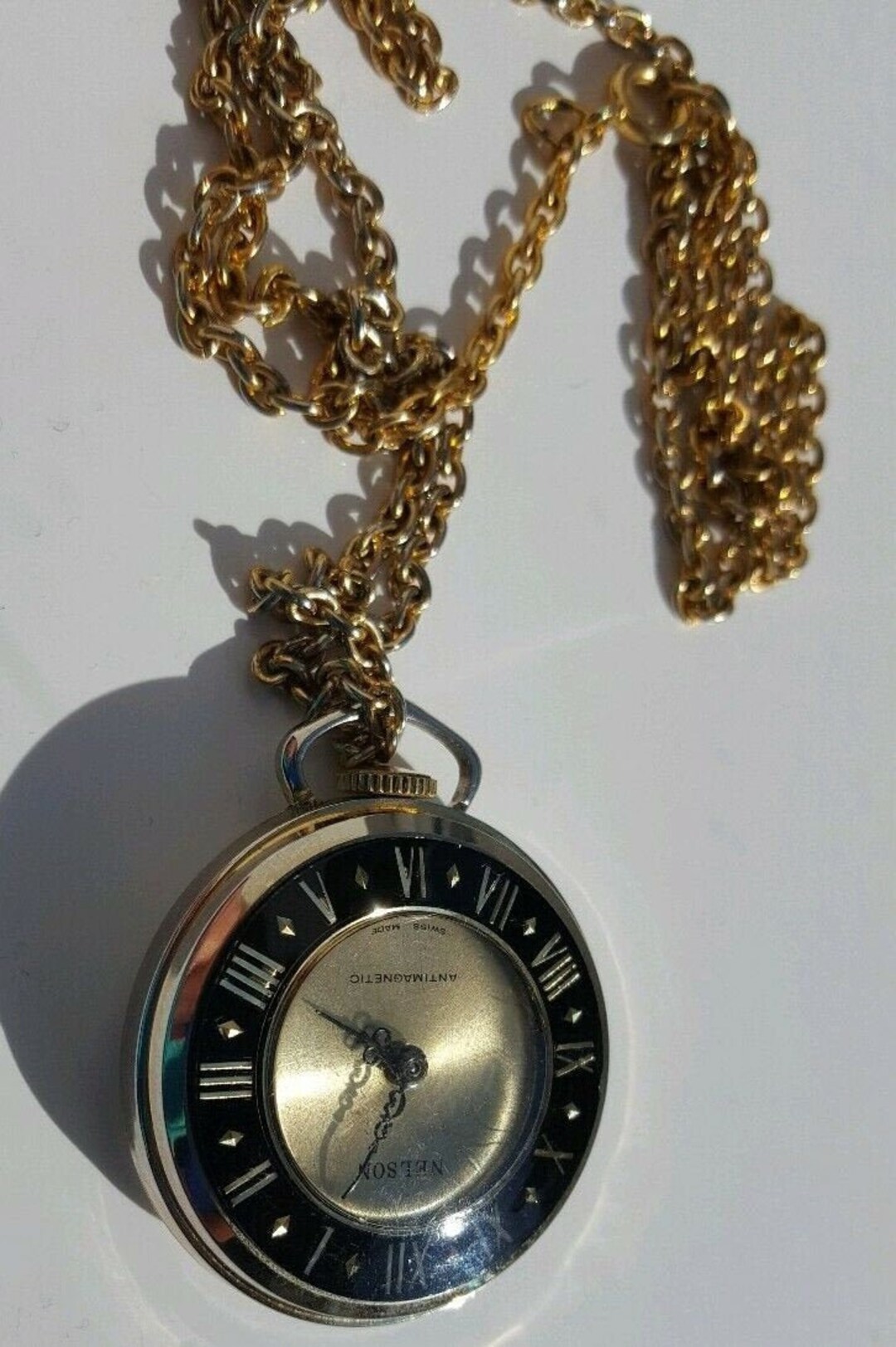 Nelson Half Hunter Vintage Ladies Pocket Watch - Gold Roman Numerals ...