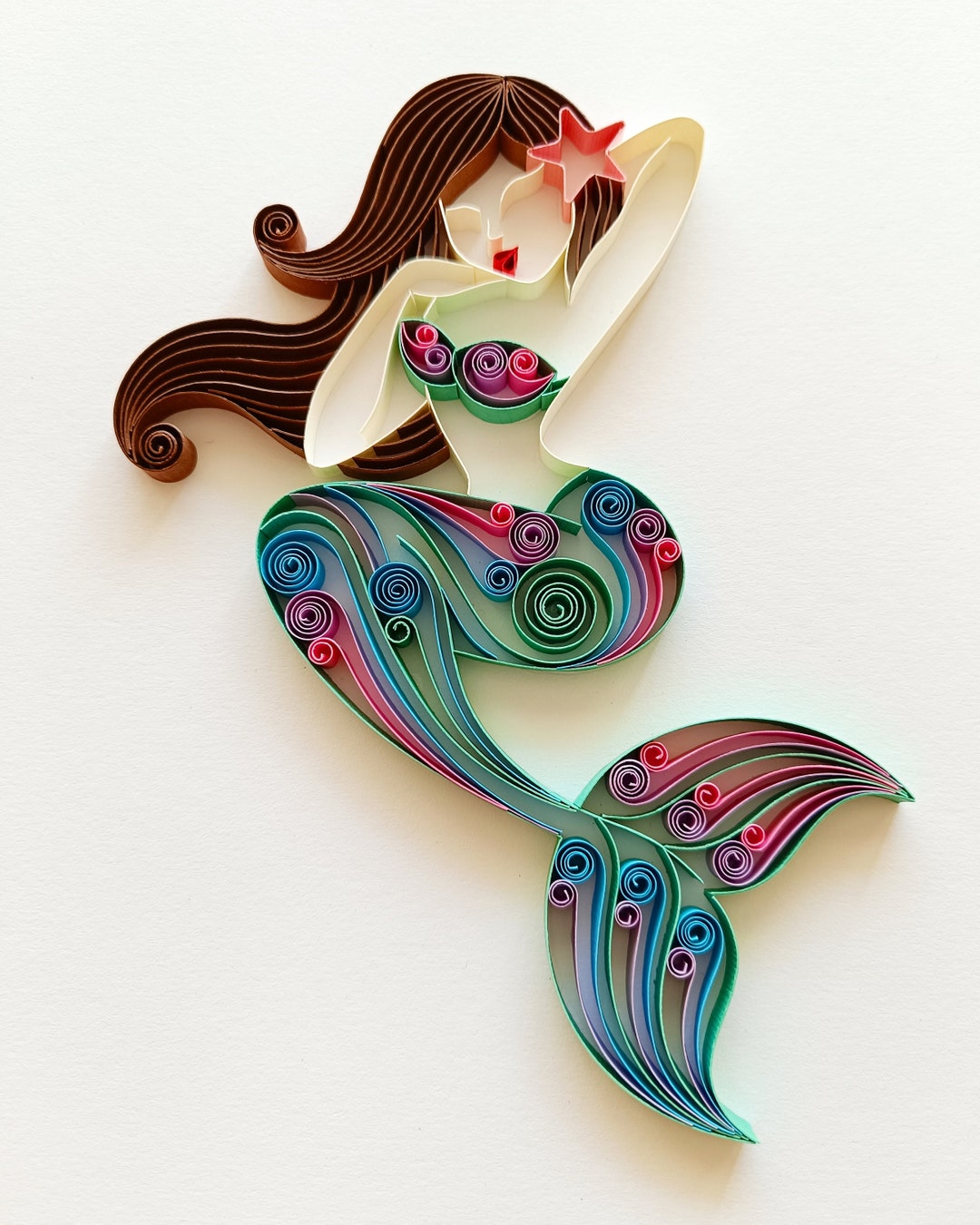 Mermaid Paper Art-quilled Paper Art-mermaid Lover Gift-unique Gift-owl ...