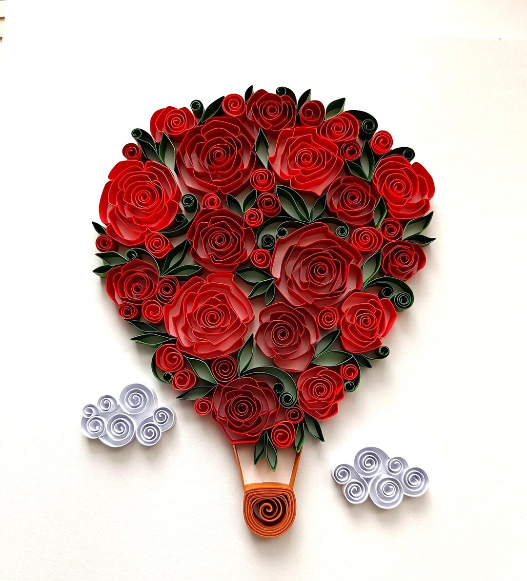 Red Roses Wall Art, Hot Air Balloon Wall Art, Red Roses Home Decor ...