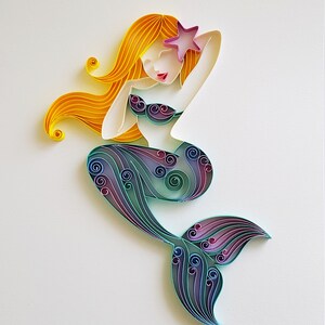 Quilling Art "mermaid", Mermaid Art, Paper Wall Art, Mermaid Home Decor ...