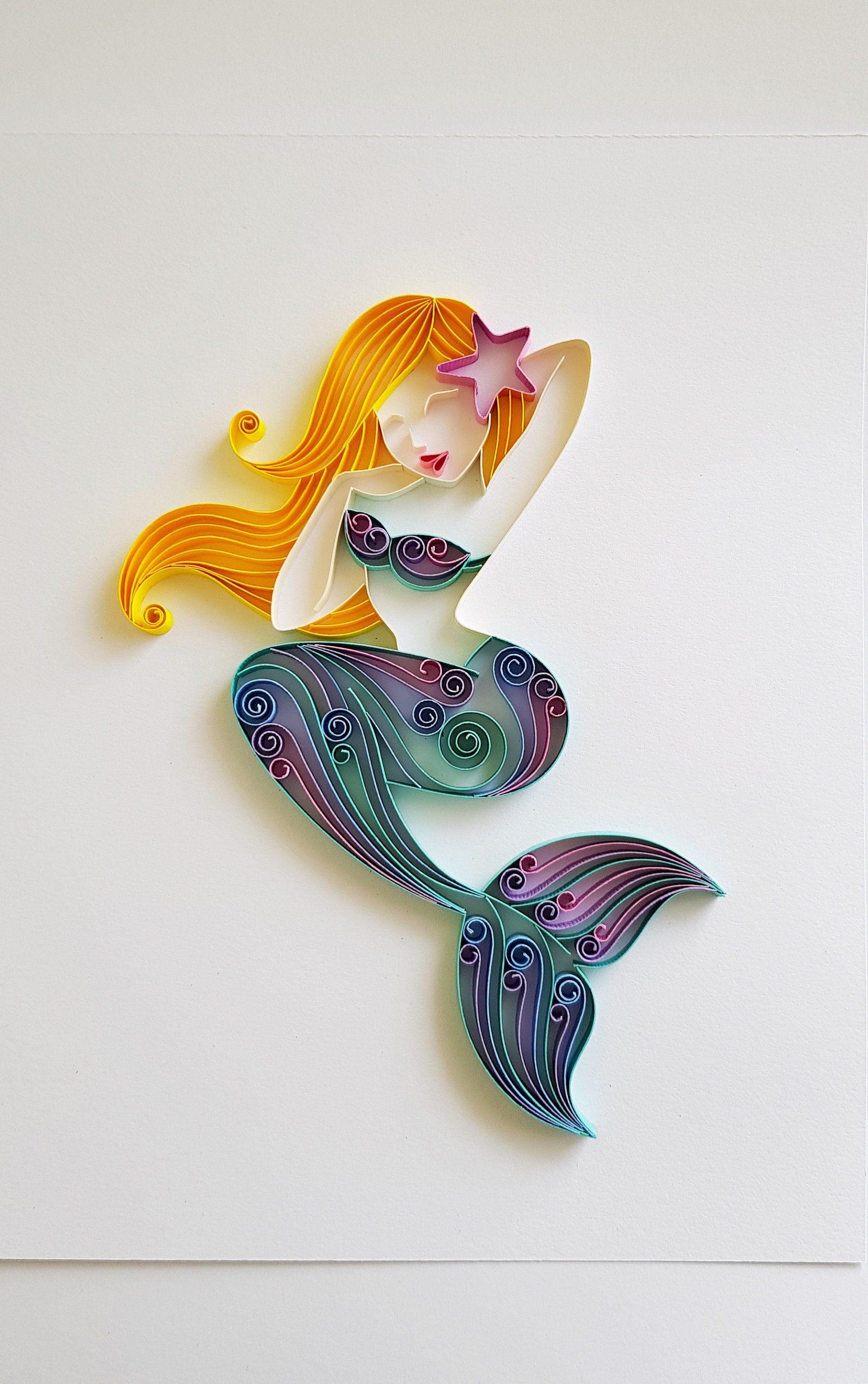 Quilling Art mermaid Mermaid Art Paper Wall Art | Etsy UK