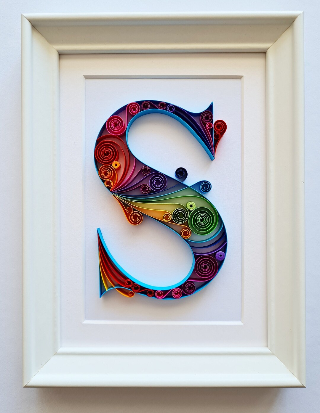 Custom Paper Initial Wall Art, Framed Monogram Wall Decor, Letter S ...