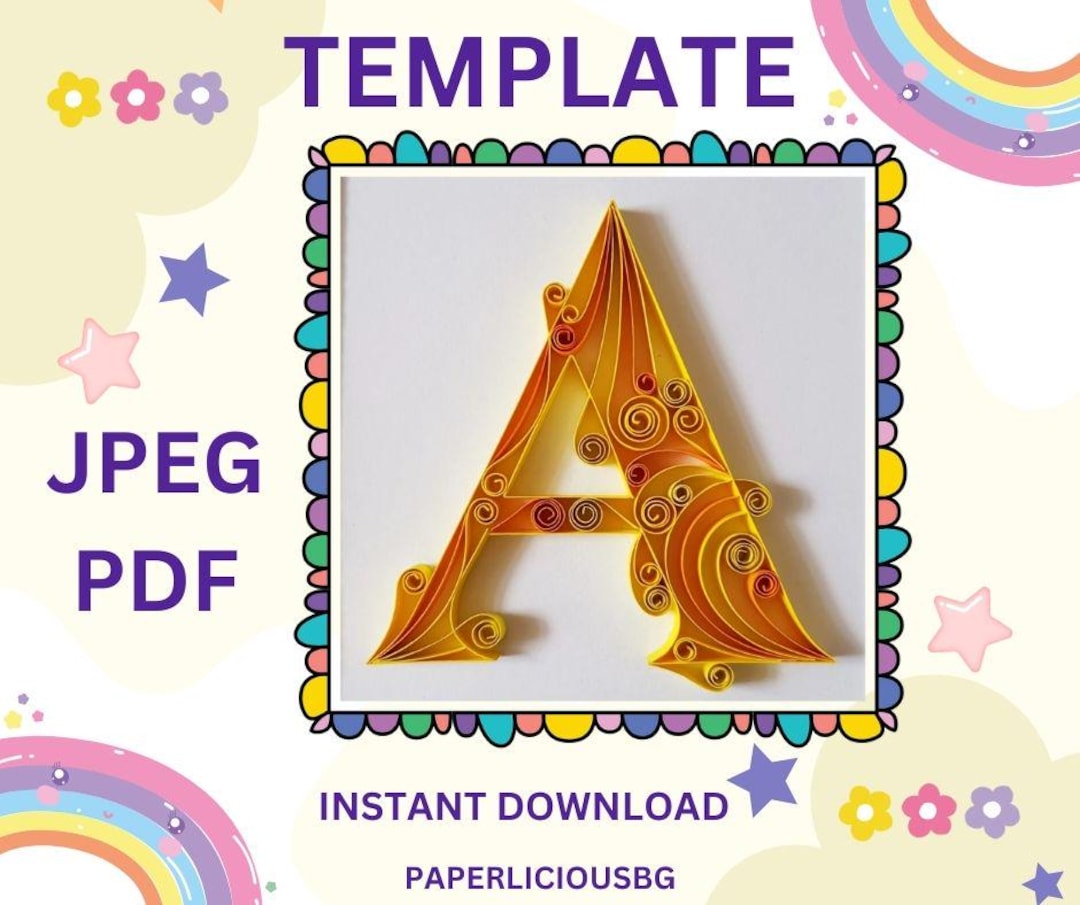 Quilling Template for Letter A, Quilling Pattern, Template Easy ...