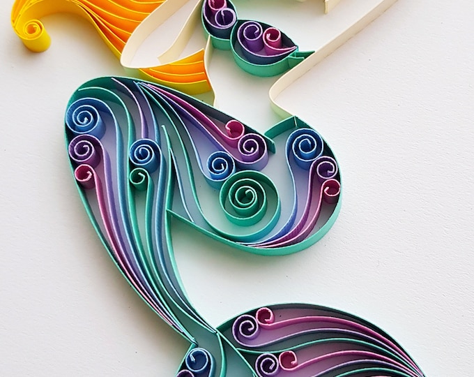 Quilling Art "mermaid", Mermaid Art, Paper Wall Art, Mermaid Home Decor ...