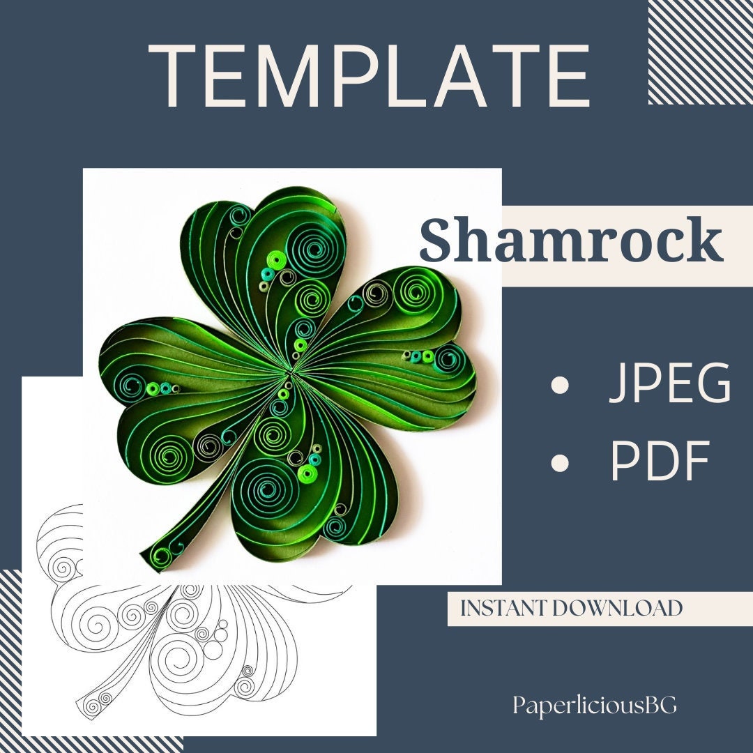 Template for Quilling Shamrock, Quilling Pattern, Quilling Template ...