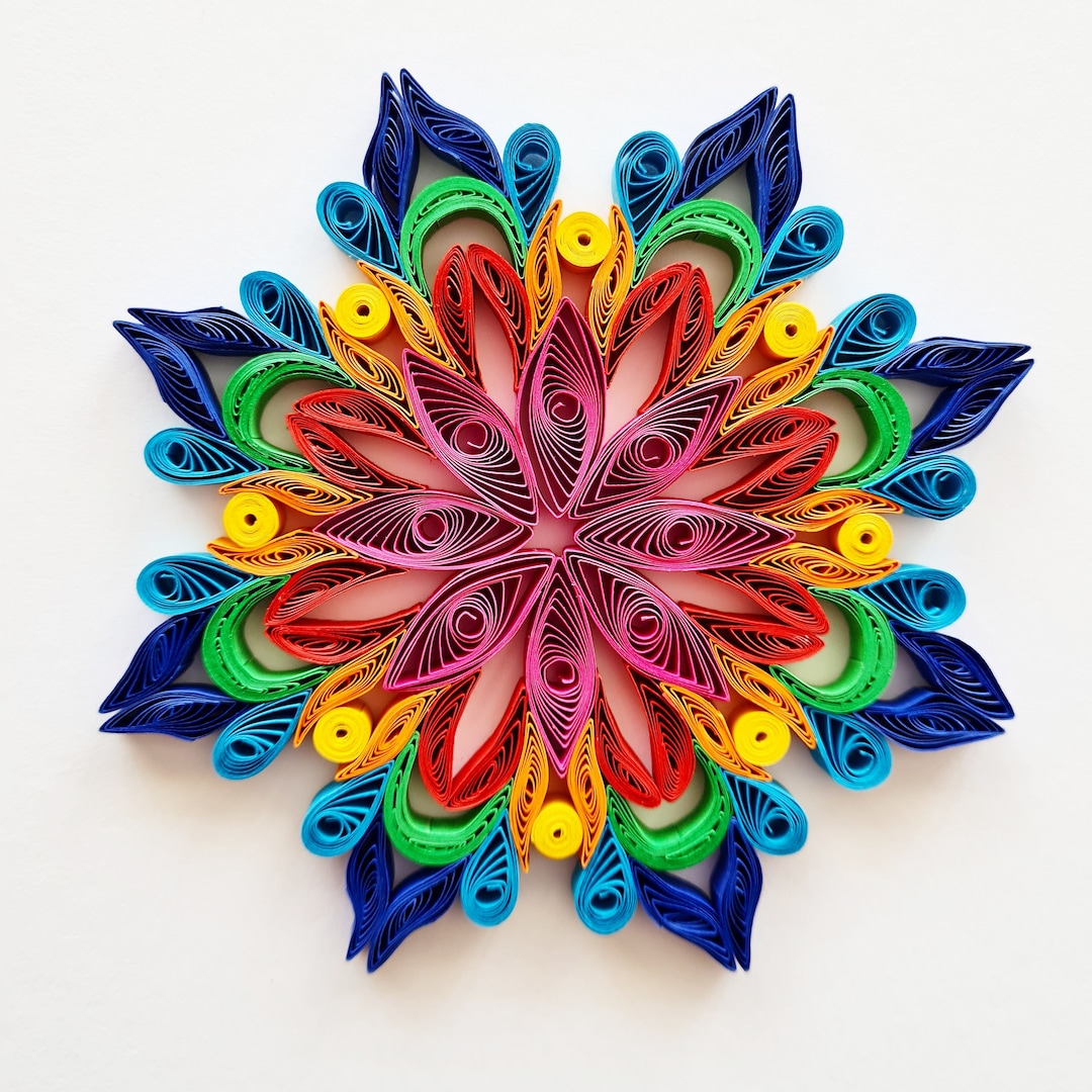 Mother's Day Gift, Quilling Mandala Wall Art, Framed Rainbow Mandala ...