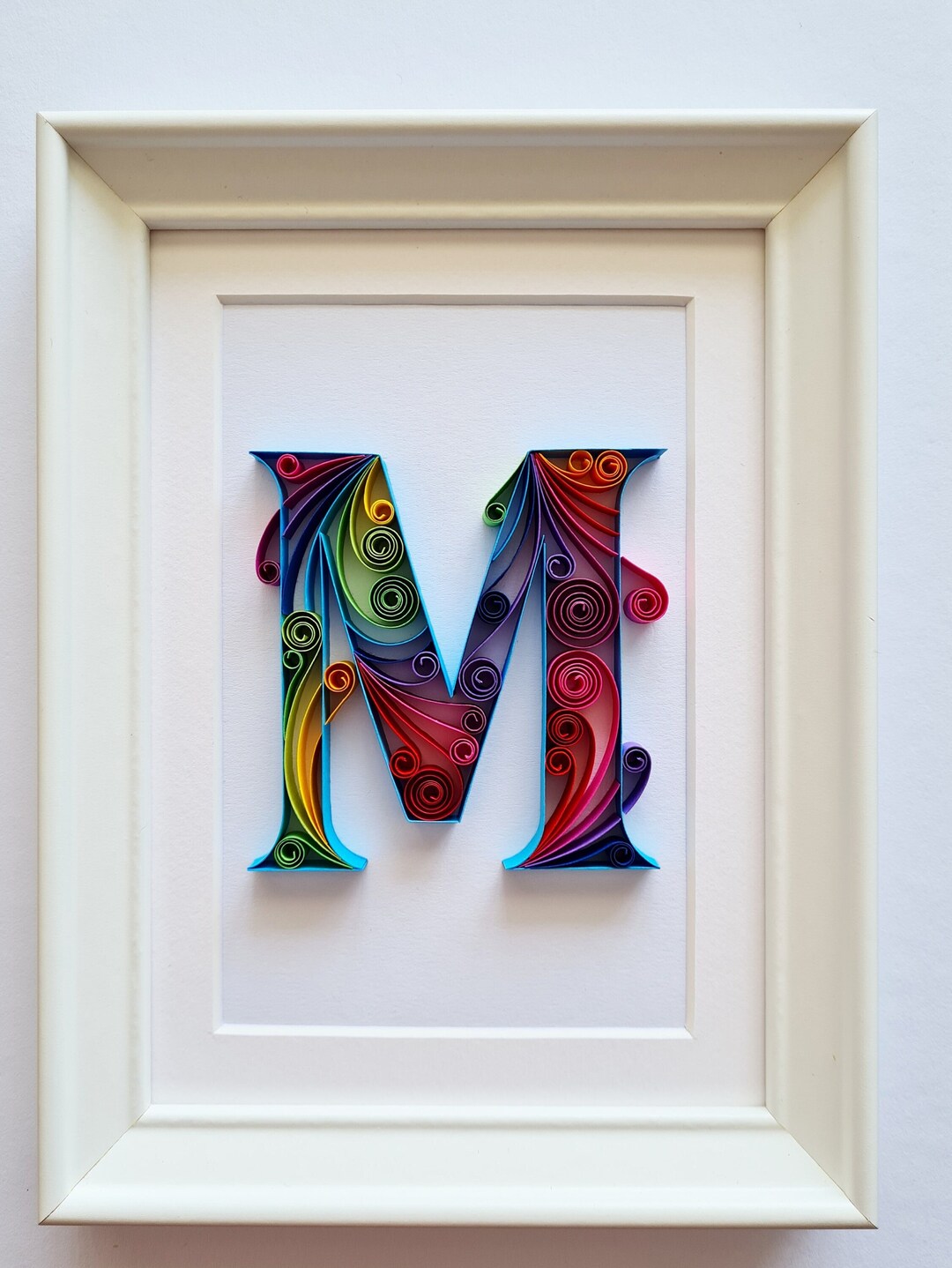 Custom Paper Initial Wall Art, Framed Monogram Wall Decor, Letter M ...