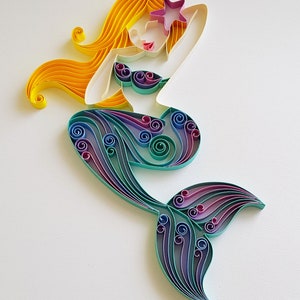 Quilling Art "mermaid", Mermaid Art, Paper Wall Art, Mermaid Home Decor ...
