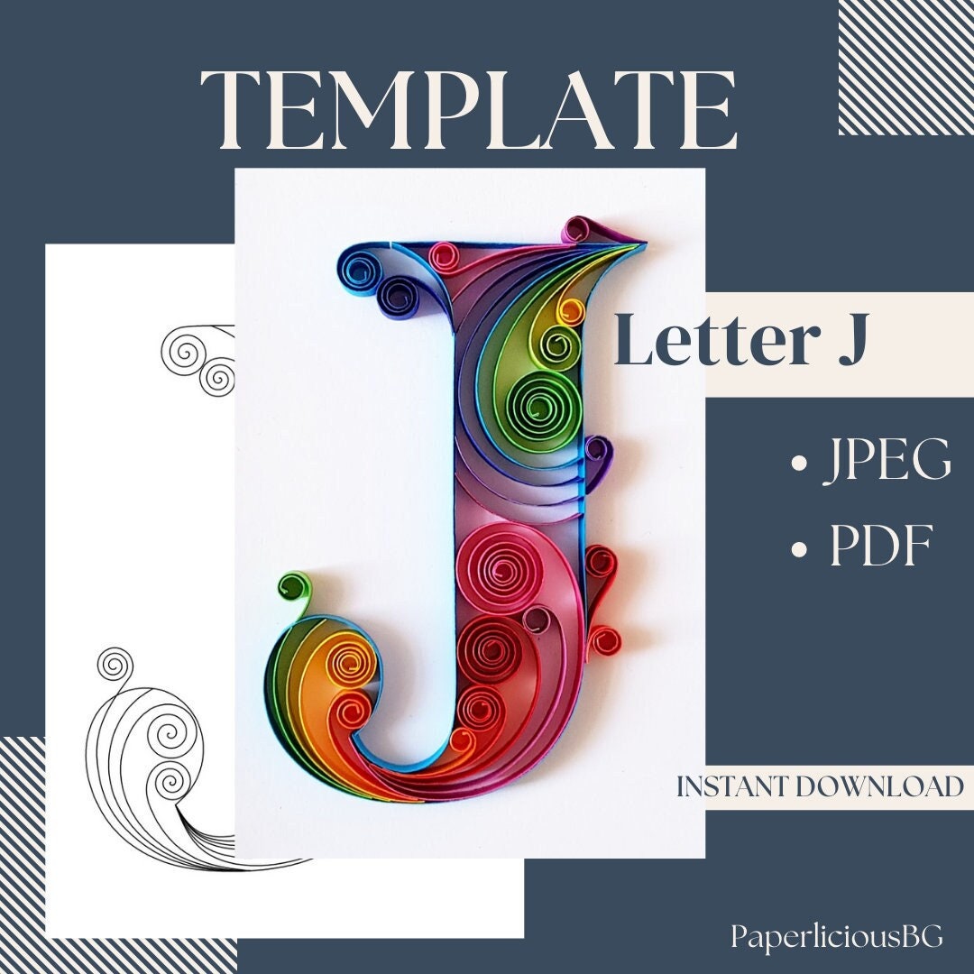 Quilling Template for Letter J, Quilling Pattern, Template Easy ...