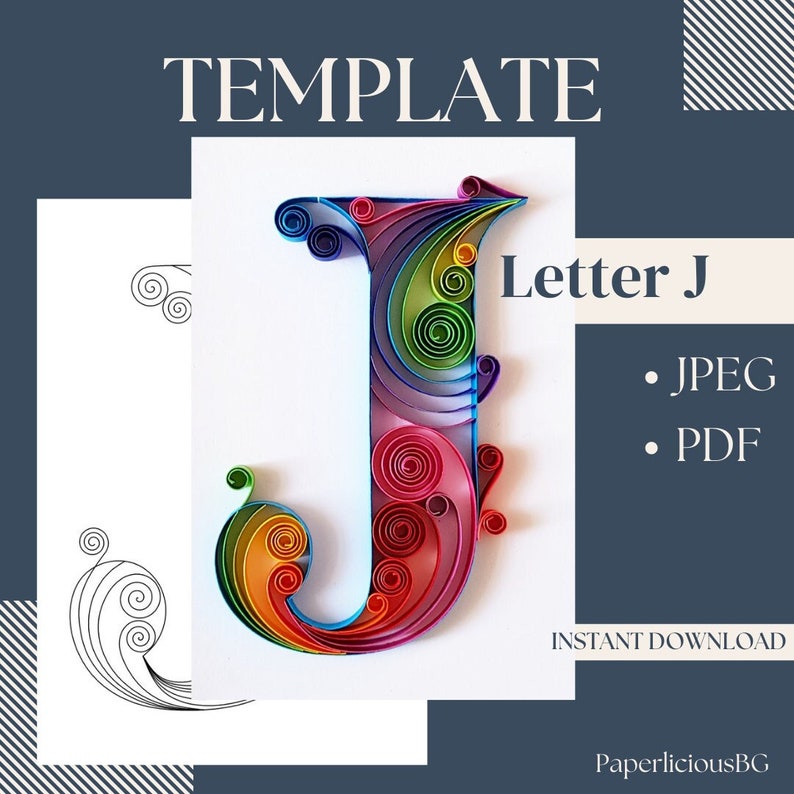 Quilling Template for Letter J Quilling Pattern Template - Etsy
