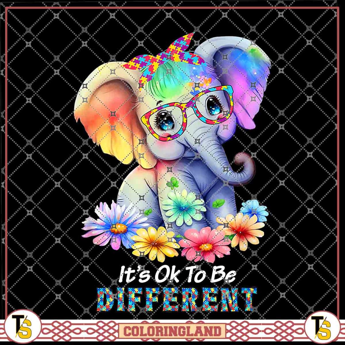 Autism Elephant Calf It's Ok to Be Different Autism Awareness Month ...