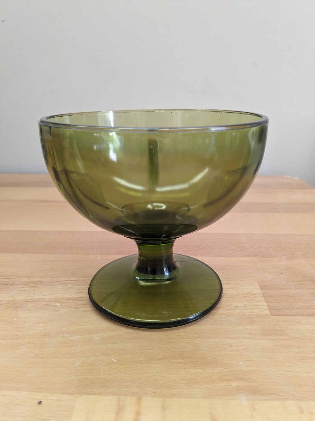 Vintage Green Glass Candy Dish; Large Decorative Cup, Colored Glass ...