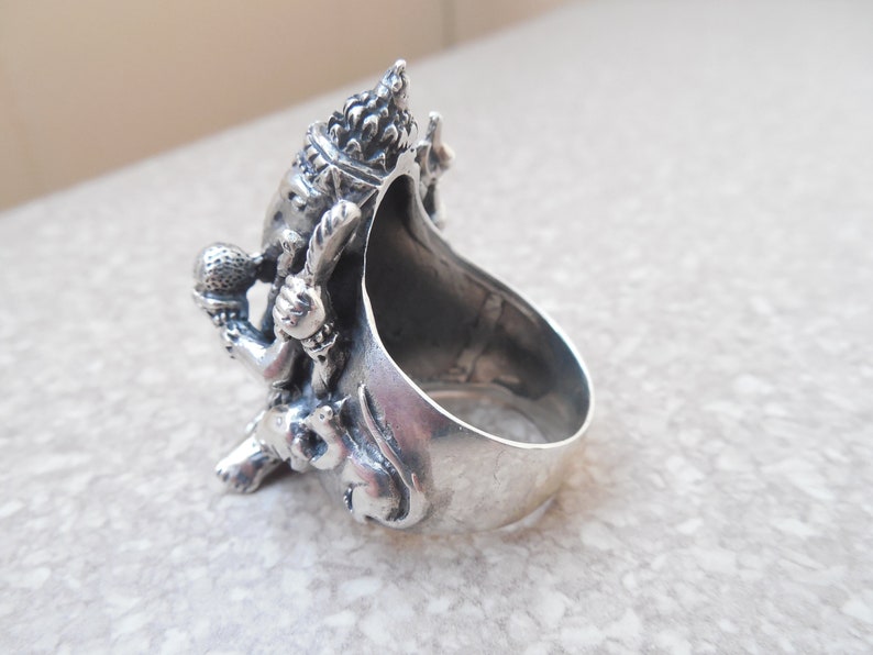 Huge God Ganesha Figural Ring, Silver Ring in Size 11 and 30 Grams - Etsy
