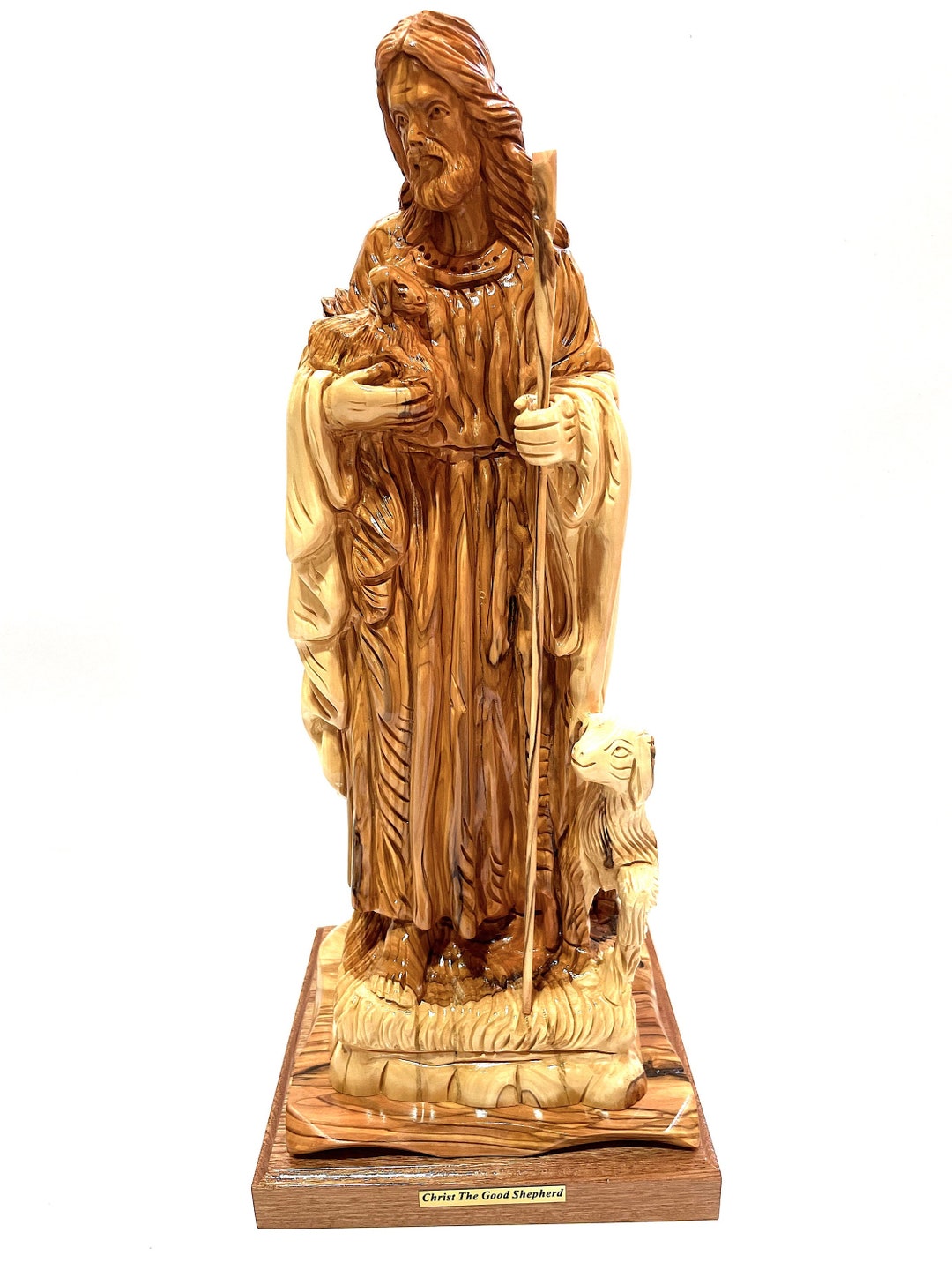 Christ the Good Shepherd Olive Wood Statues - Etsy