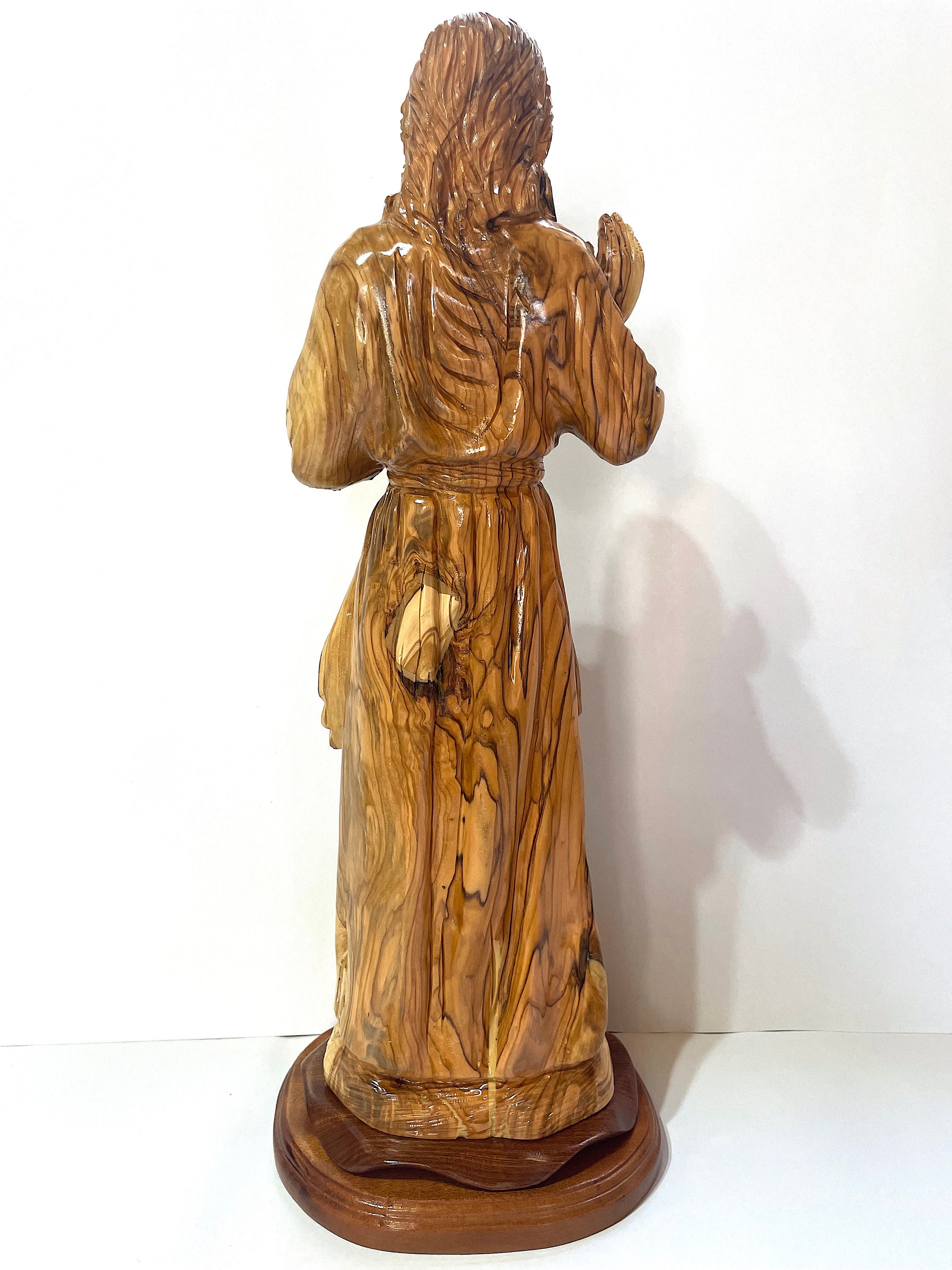 Carved Olive Wood Divine Mercy's Statue - Etsy