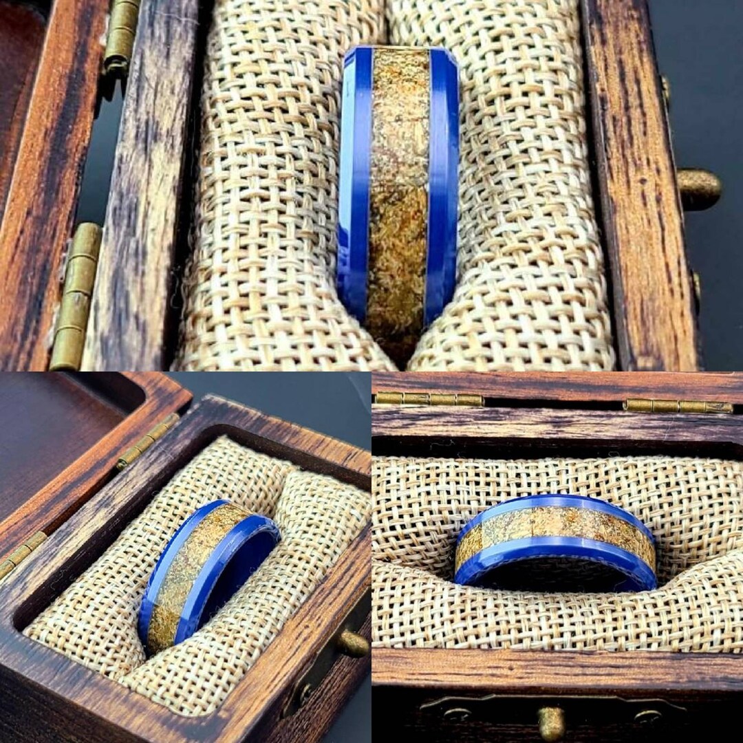 Hemp Ring, Hemp Jewelry, Blue Ceramic Ring, Unisex Rings, Men's Ring ...