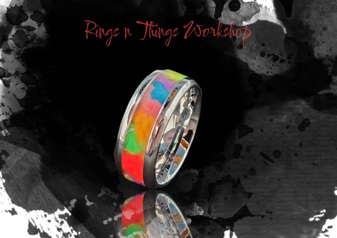 Tie Dye Ring, Rainbow Ring, Couples Ring Set, Pride Ring, Engagement ...
