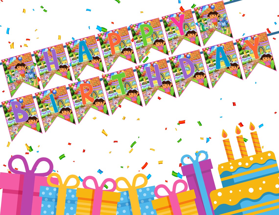 Dora the Explorer Banner Printable Birthday Banner Dora | Etsy