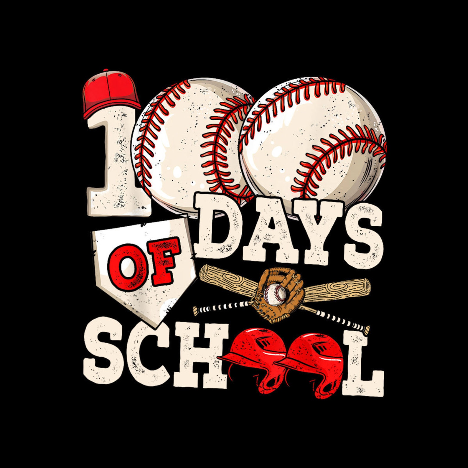 100 Days of School Baseball 100th Day of School Kids Teacher Digital ...