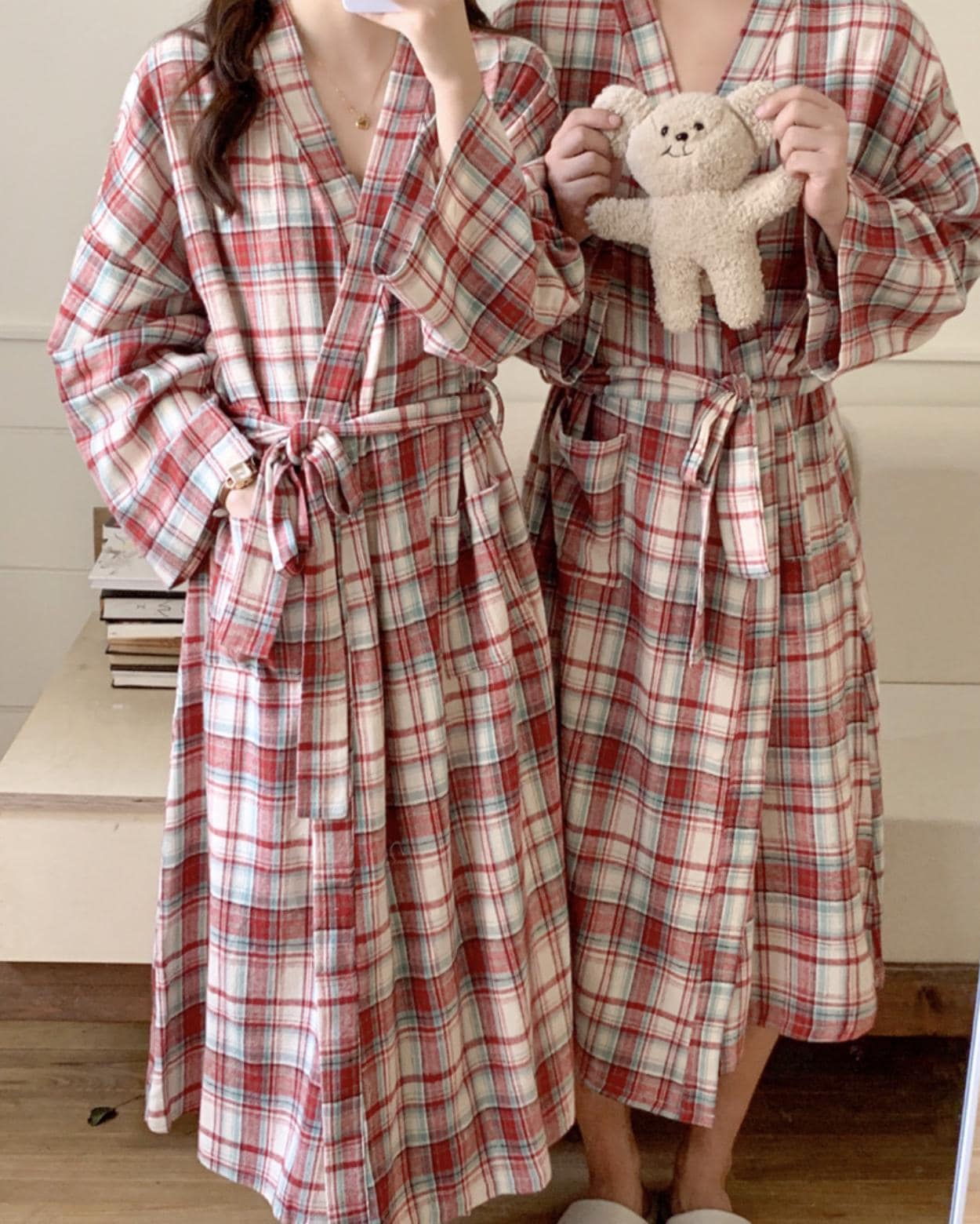 Plaid Flannel Robe : Matching Christmas Check Bathrobes, Holiday ...