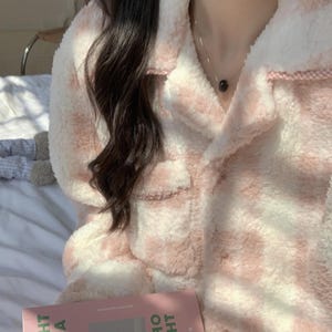 Fuzzy Pink Plaid Pajamas / Cute Pajamas / Comfy Loungewear Women ...