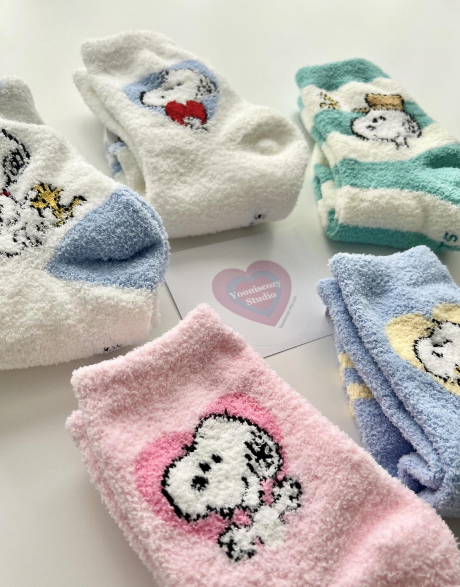 5 Pairs Snoopy Fuzzy Socks / Peanuts Socks / Warm Soft Fleece Socks / Snoopy Socks / Snoopy ...