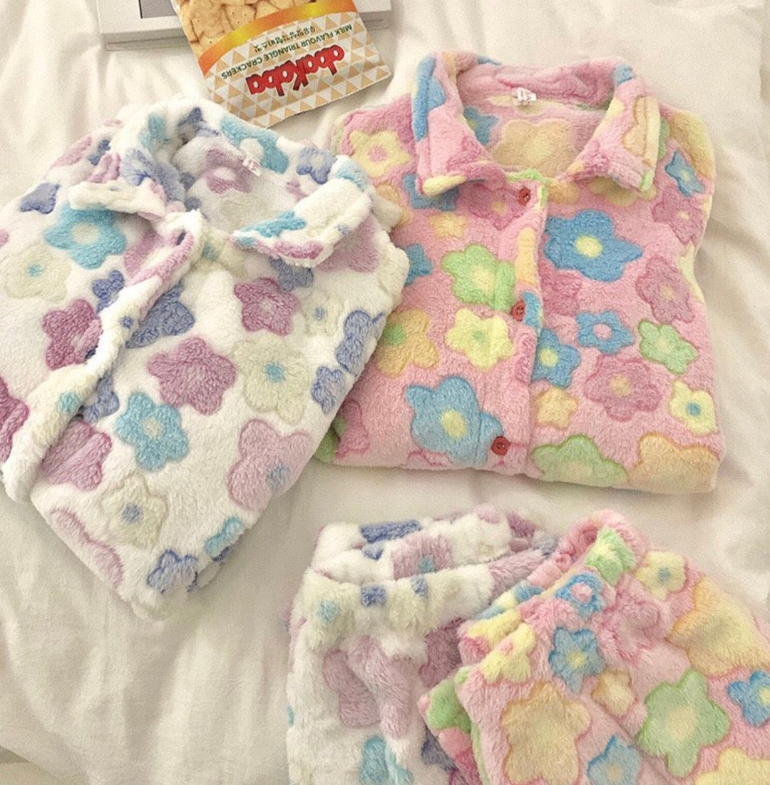 Soft Fuzzy Pajamas / Fluffy Pajama Set / Soft Loungewear / Long Sleeve ...