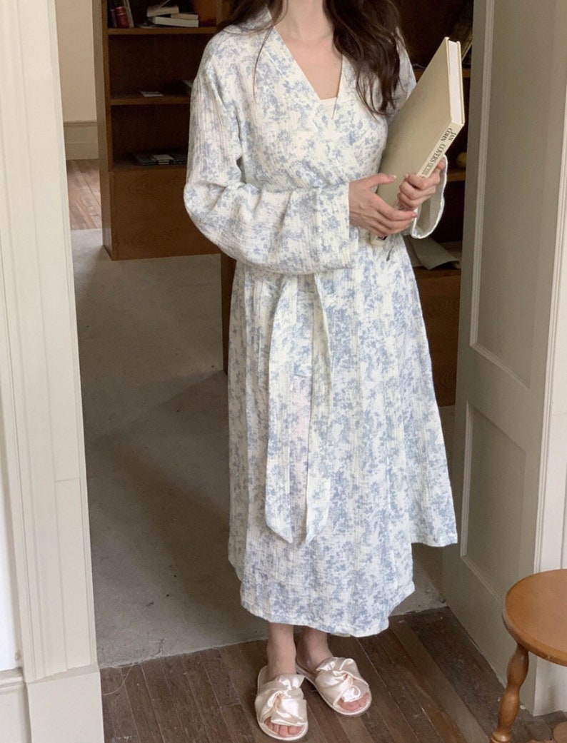 Cotton Robe / Muslin Toile De Jouy Comfy Robe / Muslin Loungewear ...