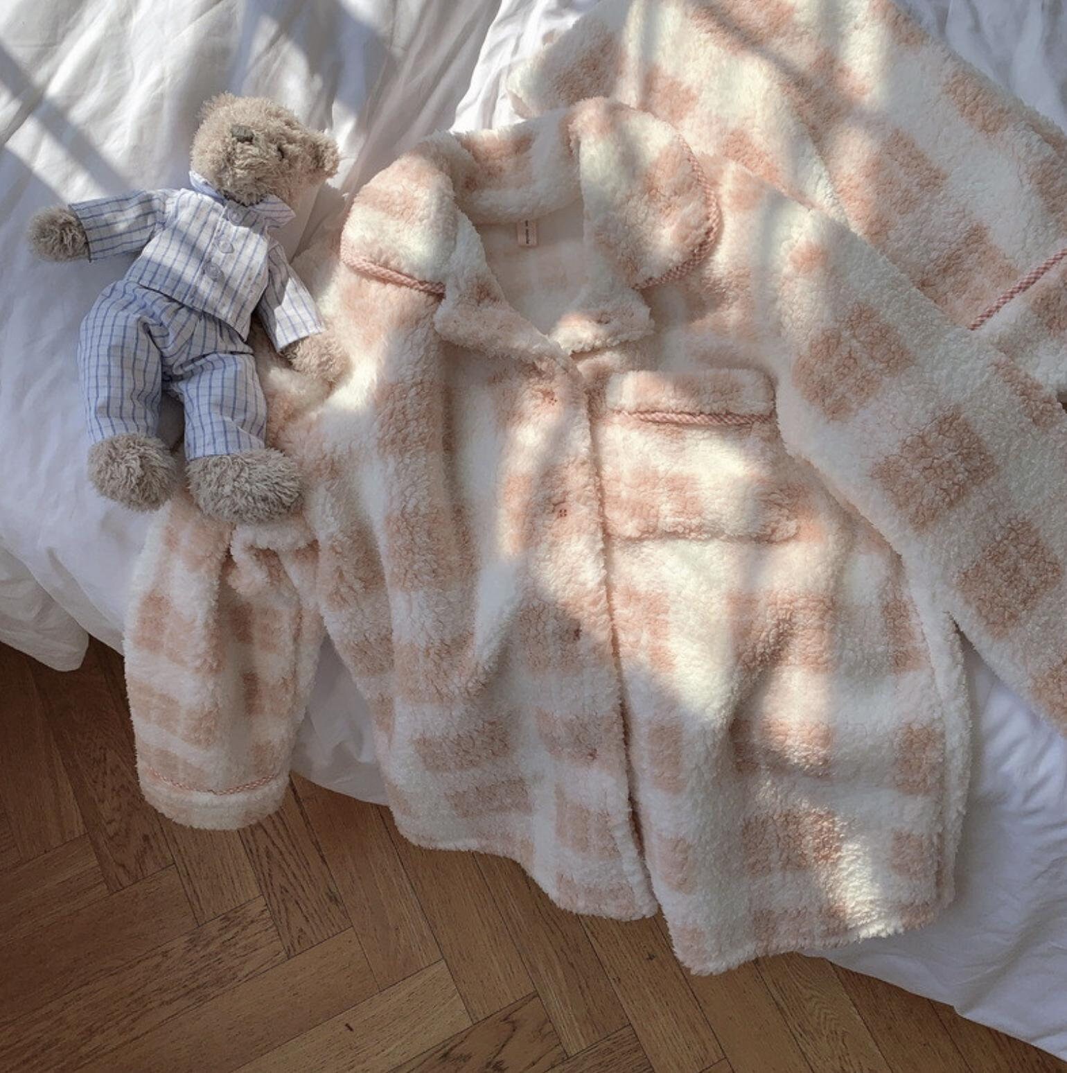 Fuzzy Pink Plaid Pajamas / Cute Pajamas / Comfy Loungewear Women ...