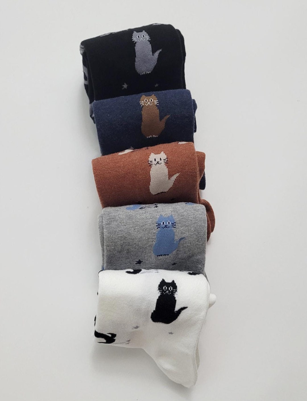 5 Pairs Cotton Cat Socks / Cat Socks / Cute Socks / Cotton Socks ...
