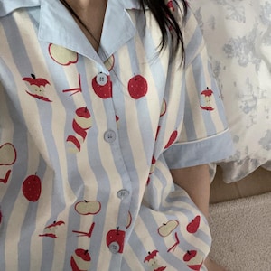 Apple Pajamas / Cute Loungewear / Cotton Pajama Set / Cute Pajamas ...