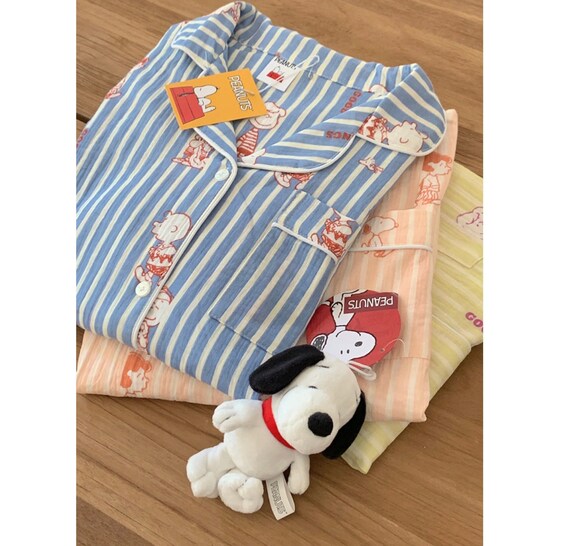 Stripe With Snoopy Cotton Pajama Snoopy Pajama Snoopy Couple Pajama Peanuts Summer Pajama Couple GIFT Wedding GIFT Etsy UK