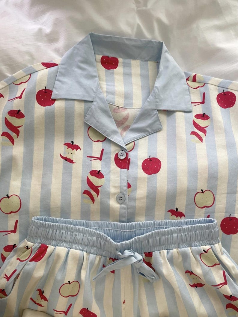 Apple Pajamas / Cute Loungewear / Cotton Pajama Set / Cute Pajamas ...