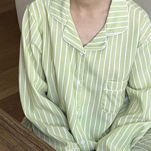 Green Striped Pajamas / Cotton Pajamas / Pajama Set / Cute Stripe ...