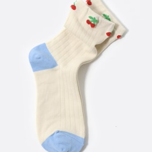4 Pairs Cherry Socks / Cute Socks / Fluffy Cherry Socks / Cotton Socks ...