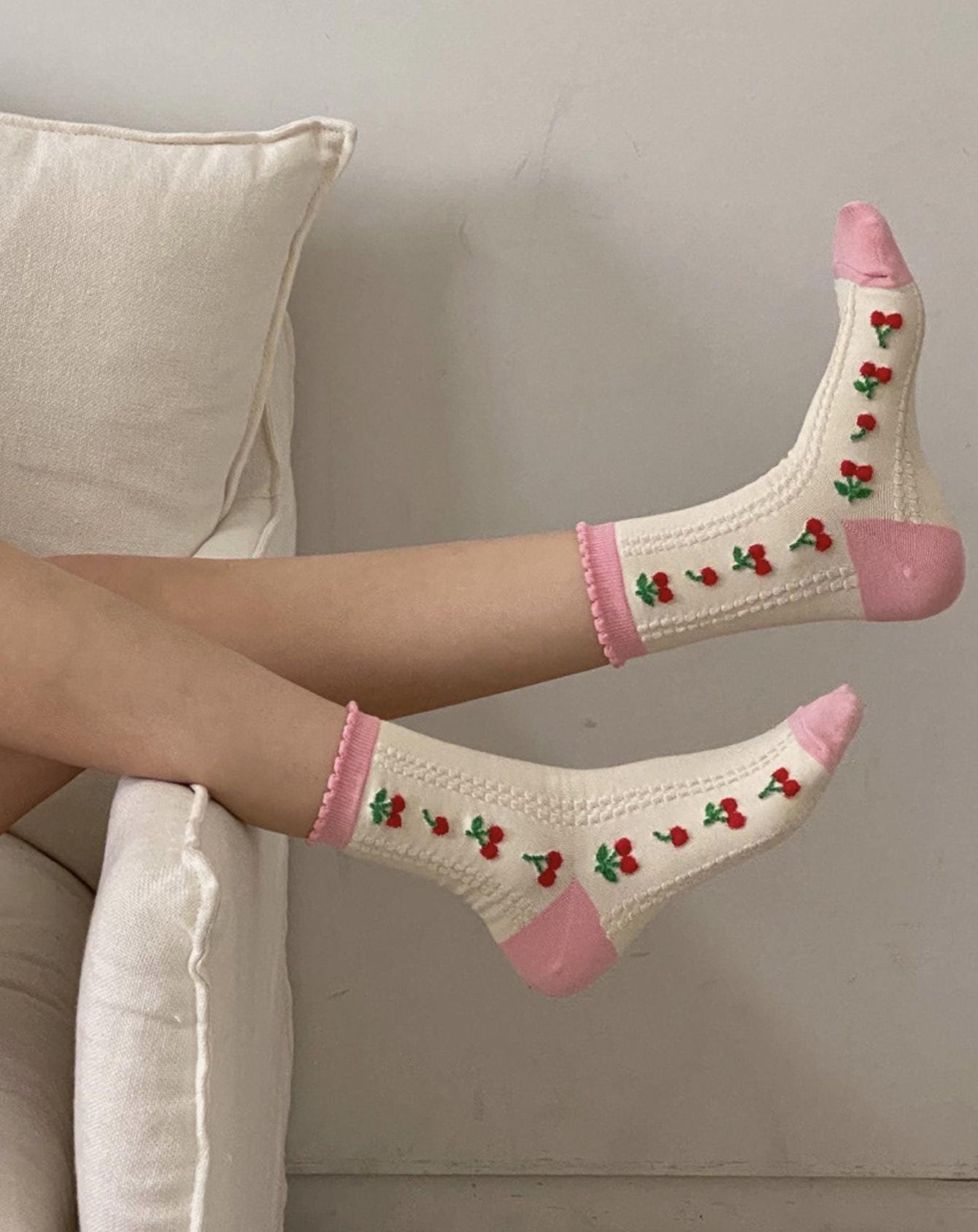 4 Pairs Cherry Socks / Cute Socks / Fluffy Cherry Socks / Cotton Socks ...