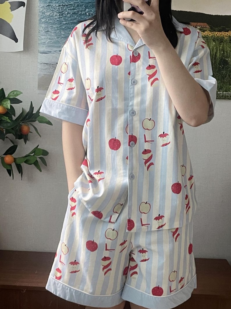 Apple Pajamas / Cute Loungewear / Cotton Pajama Set / Cute Pajamas ...