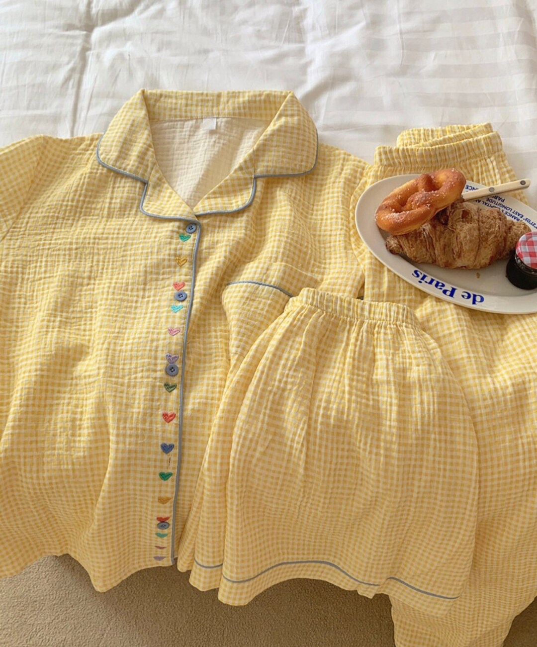 Cute Yellow Cotton Pajama / Muslin Cotton Pajama / Couple Pajama ...