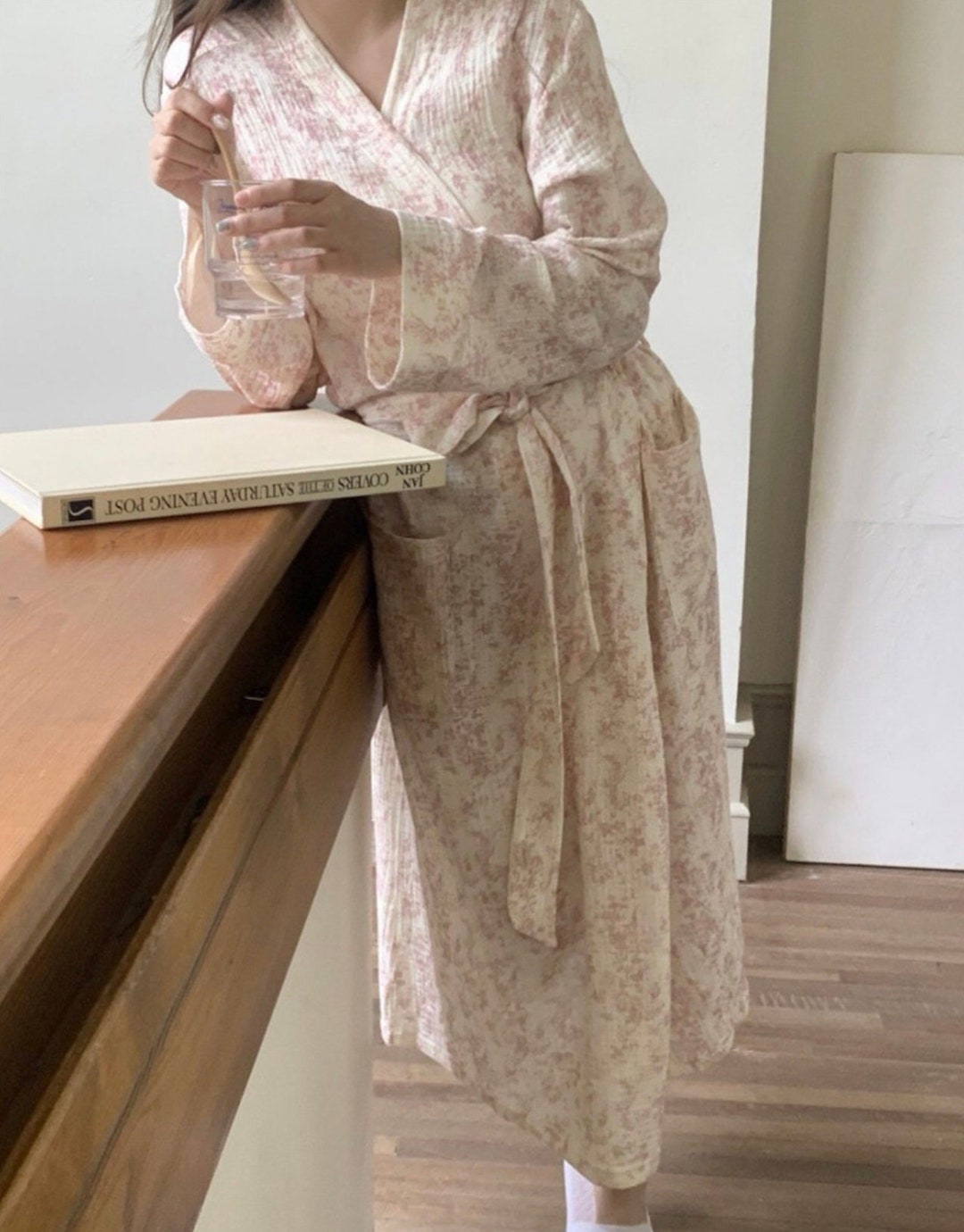 Cotton Robe / Muslin Toile De Jouy Comfy Robe / Muslin Loungewear ...