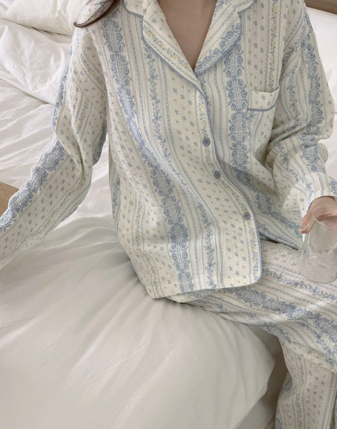 Organic Cotton Pajamas / Muslin Pajama Set / Cotton Nightwear / Cotton Sleepwear / Gift for Her ...